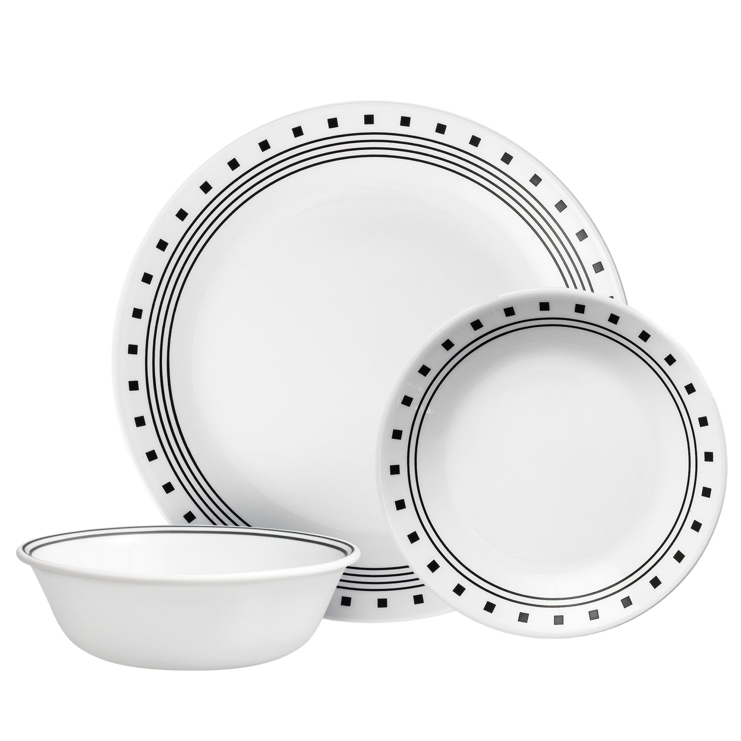 Corelle® City Block 12-Piece Dinnerware Set | Lightweight & Durable