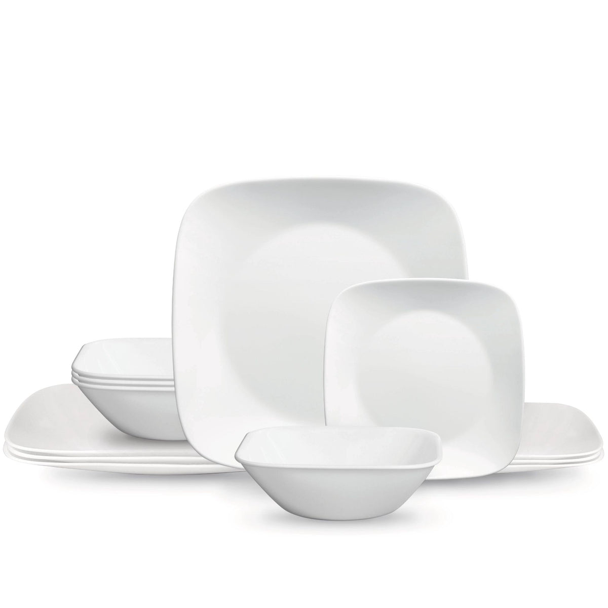 Corelle® Square™ Pure White 12-piece Dinnerware Set with Appetizer Pla