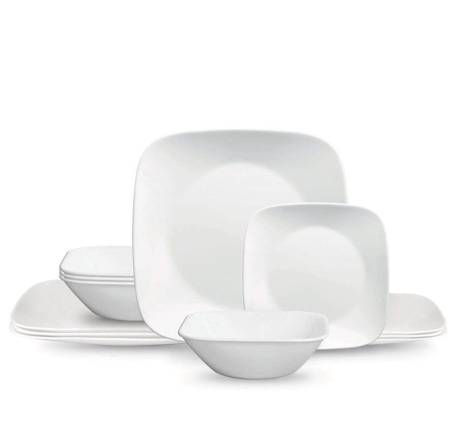 Corelle® Square™ Pure White 12-piece Dinnerware Set with Appetizer Pla